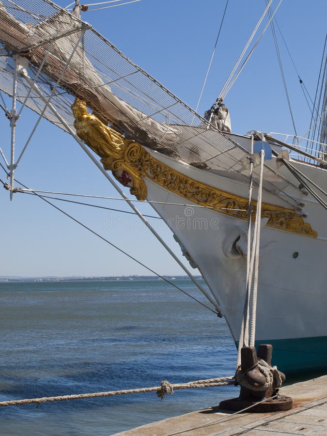 Anchored tall ship prow stock image. Image of portugal - 25805377