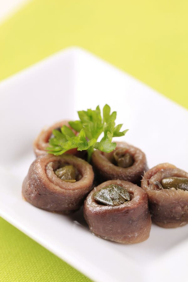 Anchovies with capers stock image. Image of filled, marinated - 19576789