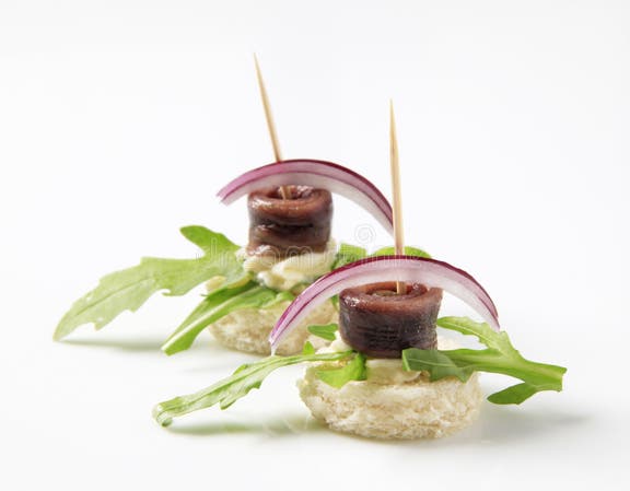 Anchovy canapes stock image. Image of food, appetizer - 15929813