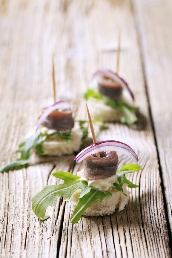 Anchovy canapes stock image. Image of appetizer, closeup - 18632613
