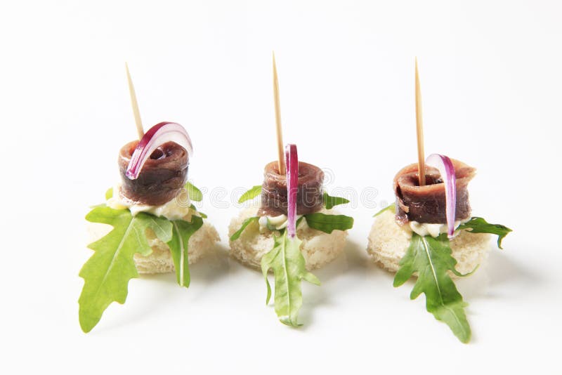 Anchovy canapes stock photo. Image of fish, salted, onion - 19120936