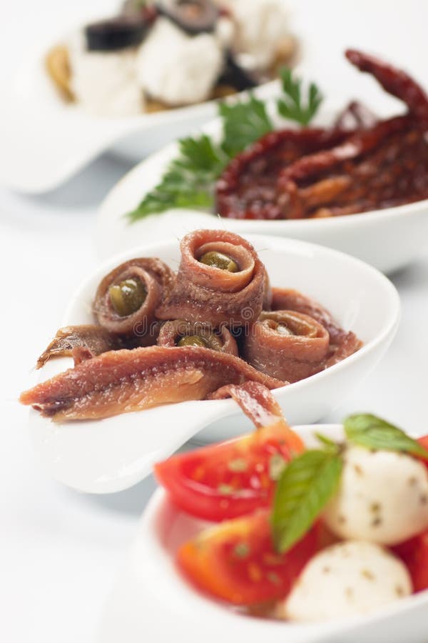 Anchovy Rolls Served As Appetizer Stock Photo - Image of snack, anchovy ...