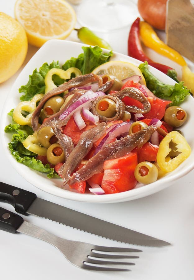 Anchovy salad stock photo. Image of food, mediterranean - 21611476