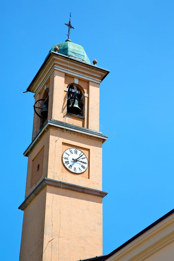 Ancien Clock Tower in Italy Europe Stone and Bell Stock Photo - Image ...