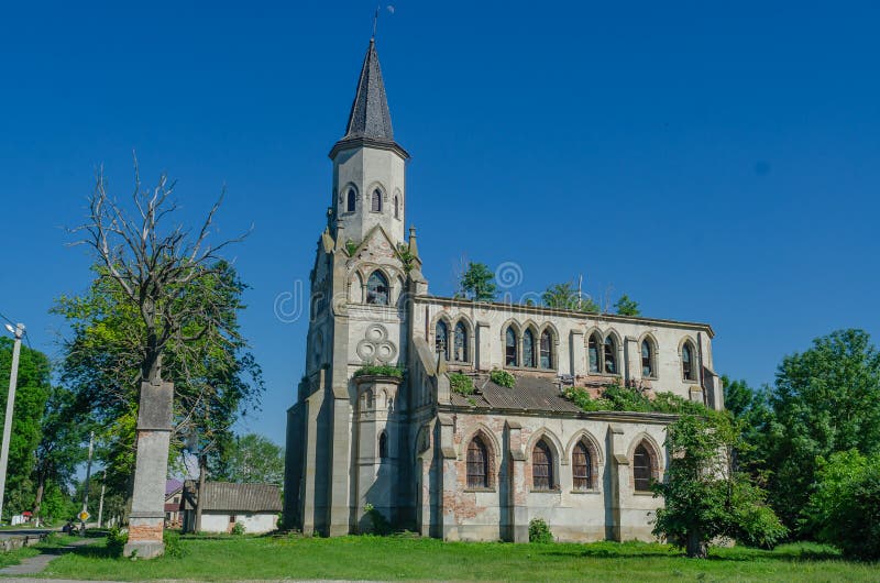 Ancient Abandoned Castle. Medieval Architecture. View of Stone Columns ...