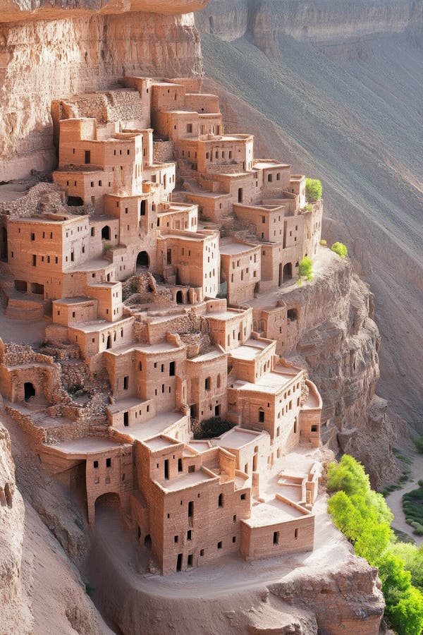 Ancient Adobe Structures Rise Dramatically from the Rocky Cliffs ...