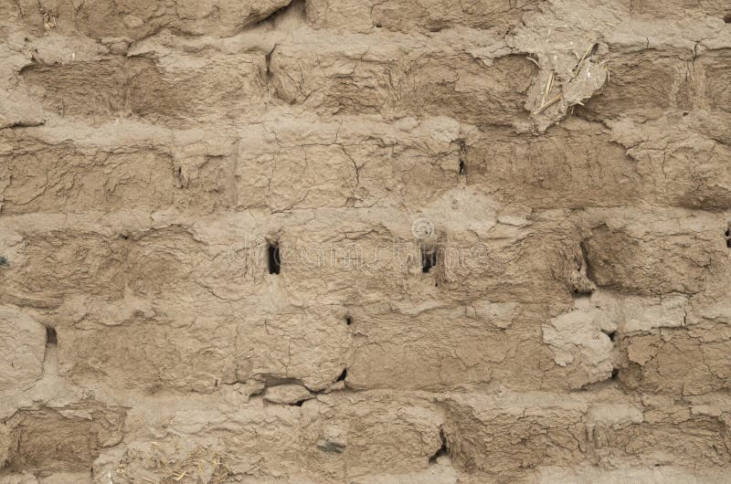 Ancient Adobe Wall Plastered with Mud Closeup Stock Photo - Image of ...