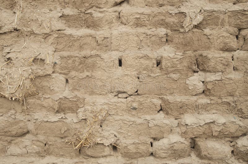 Ancient Adobe Wall Plastered with Mud Closeup Stock Photo - Image of ...