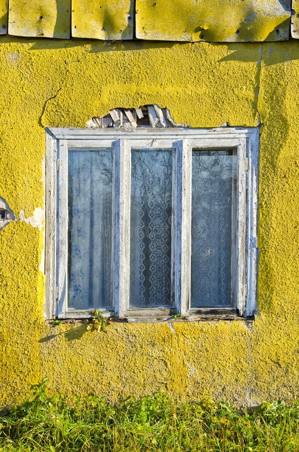 Ancient and Aged Window on Old House Wall Stock Photo - Image of ...