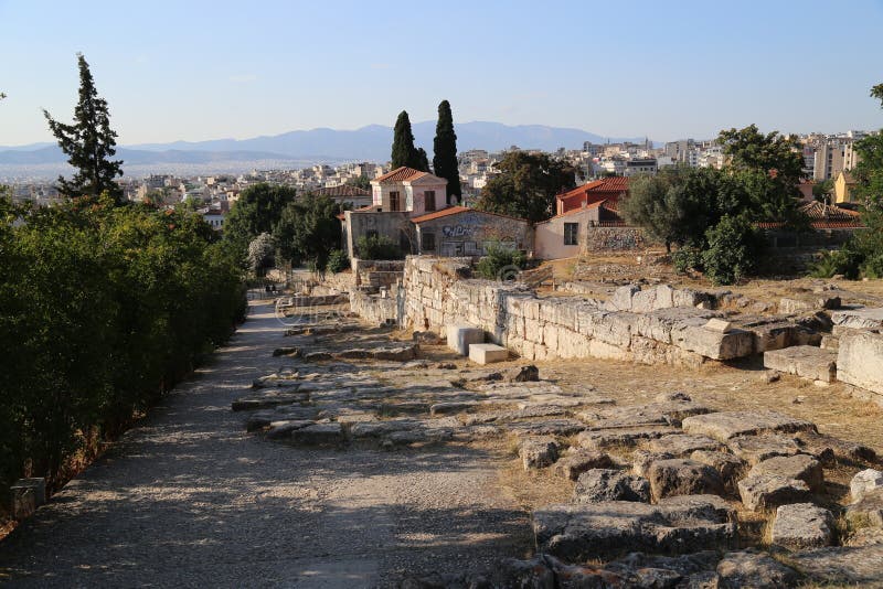 Ancient Agora of Athens editorial stock photo. Image of ruins - 76002818