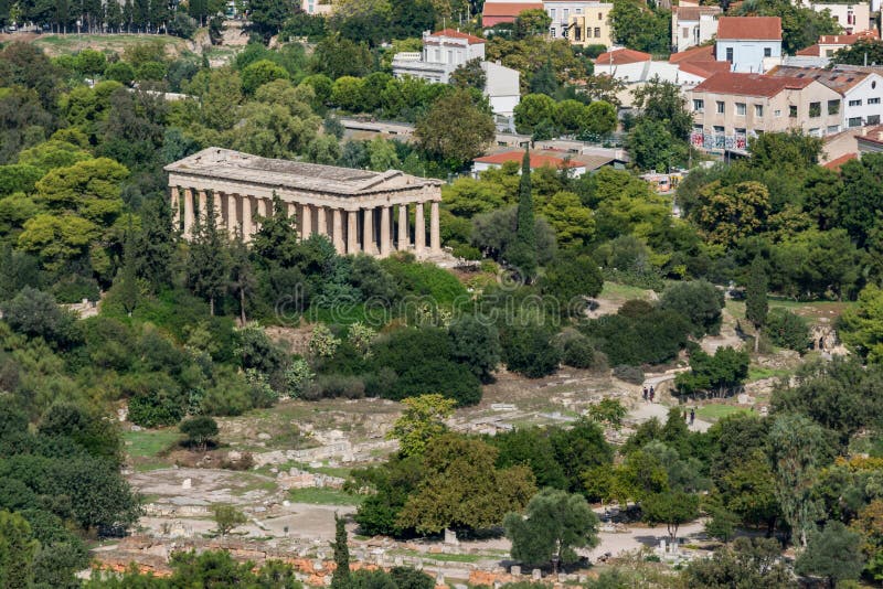 Ancient Agora of Athens at Greece Stock Photo - Image of iera, design ...