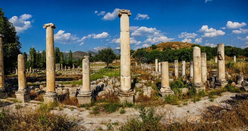 Ancient Agora with Dorian Columns Stock Photo - Image of aphrodisias ...