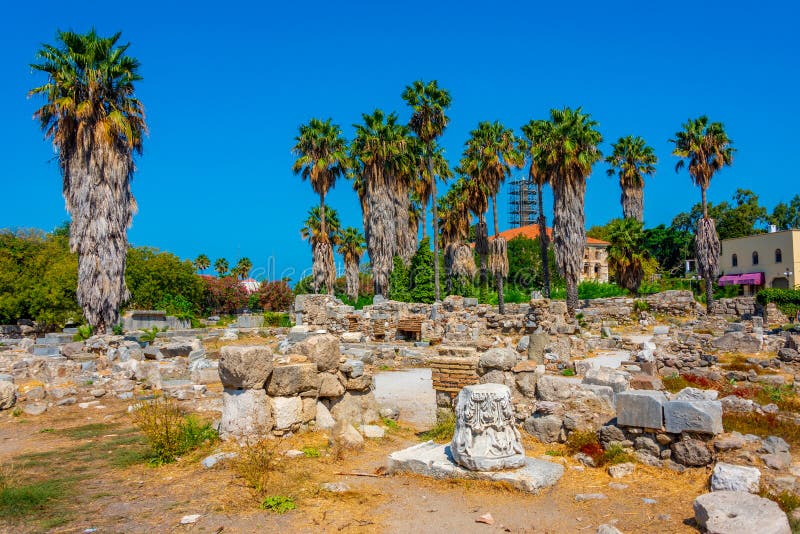 Ancient Agora at Greek Island Kos Stock Image - Image of temple ...