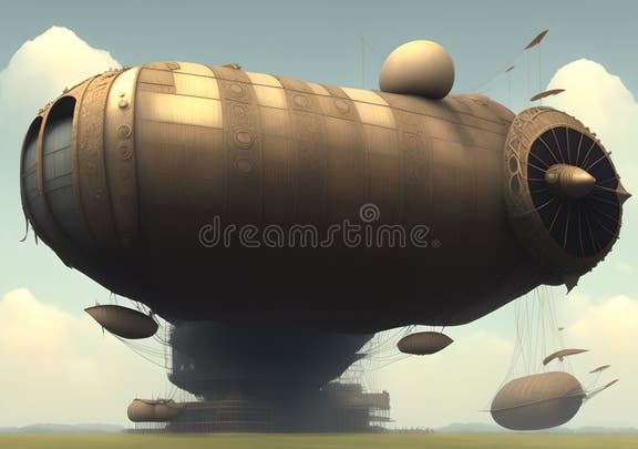 Ancient Airship, Generative AI Illustration Stock Illustration - Illustration of brush, filled ...