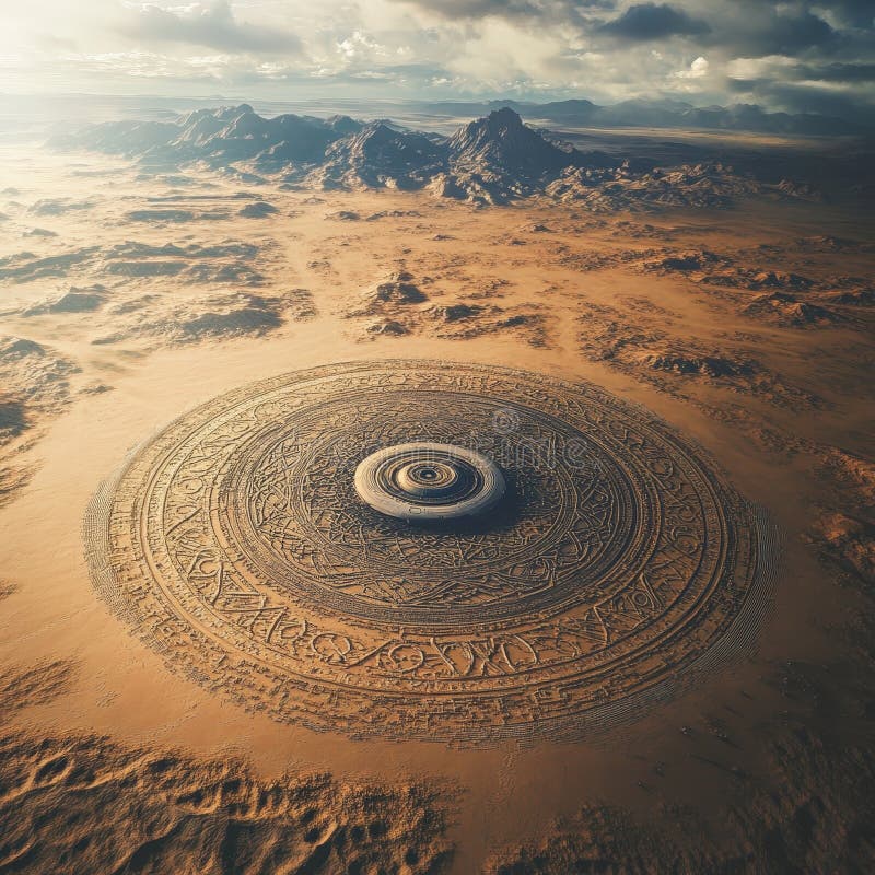 Ancient Alien Structure in Desert with Circular Design Stock Photo ...