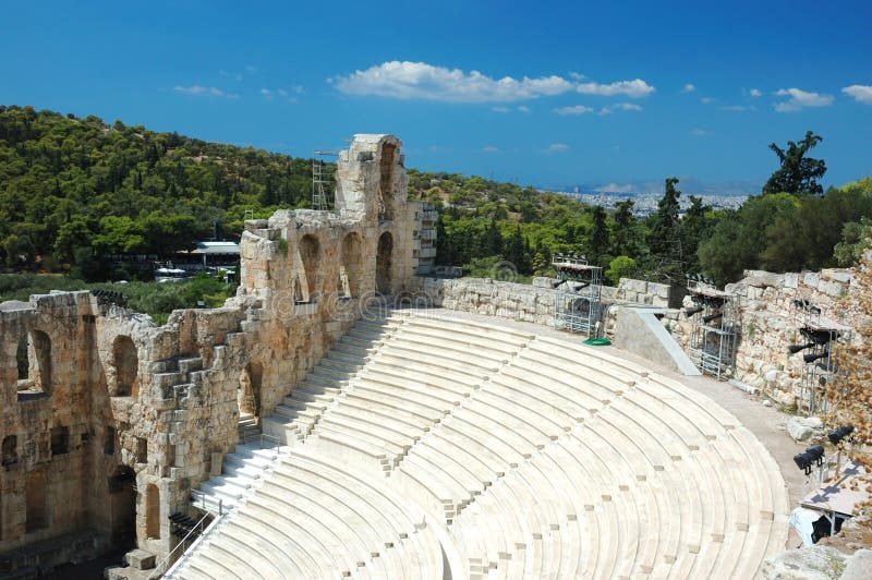 Ancient Amphitheater At Acropolis, Athens, Greece Stock Photo - Image ...