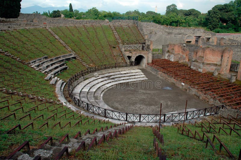 Ancient Amphitheater Covered by Green Grass Stock Image - Image of ...