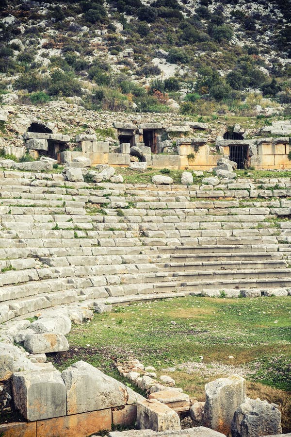 Ancient Amphitheater Overgrown with Vegetation Stock Photo - Image of ...