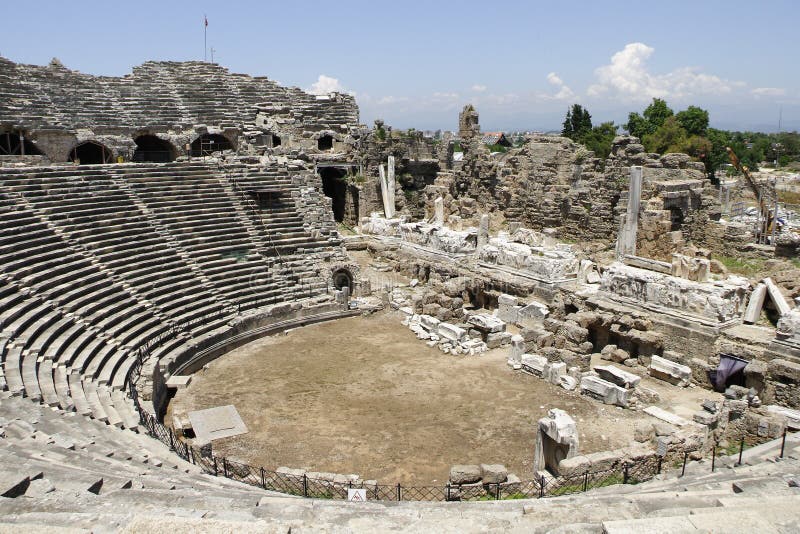 Ancient Amphitheater in Side Stock Image - Image of greek, pamphylia ...