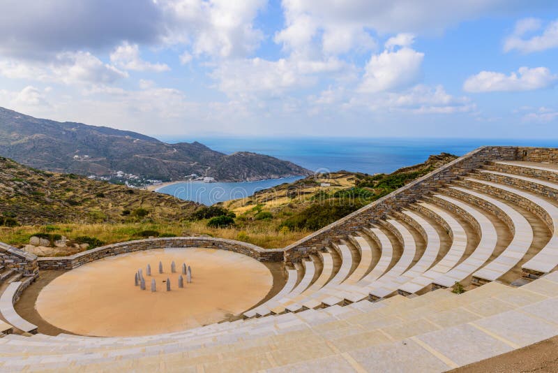 Ancient Greek Amphitheatre In Ios Island, Greece. Stock Photo - Image ...
