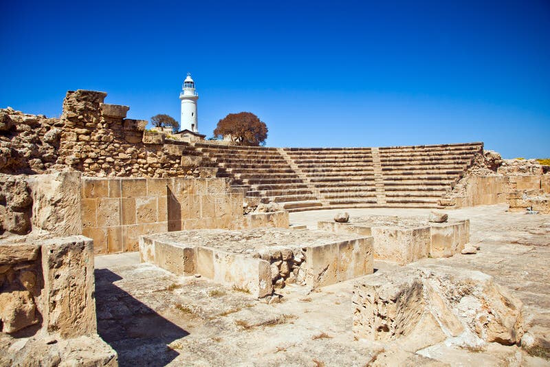 The Ancient Amphitheatre in Paphos, Cyprus Stock Image - Image of ...