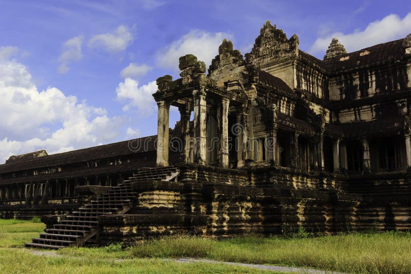 Ancient Angkor Wat Temple with Blue Sky Stock Image - Image of temple ...