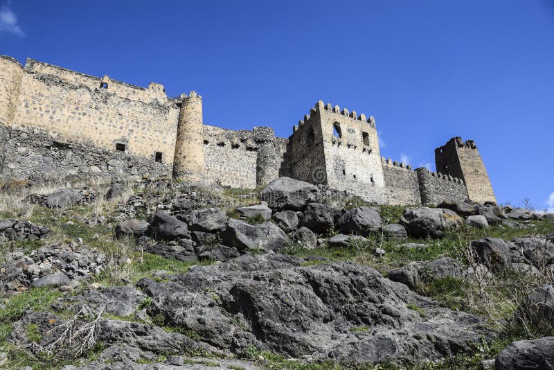 Ancient Antique Castle Stands High in the Mountains Stock Image - Image ...