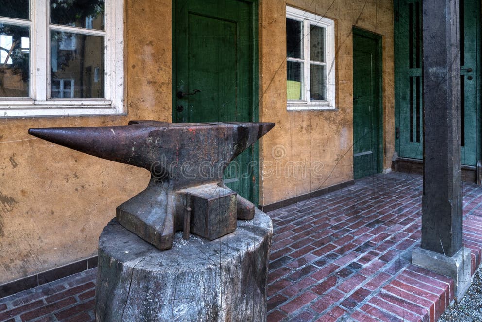 Ancient Anvil As Decoration in Front of a House Stock Photo - Image of ...