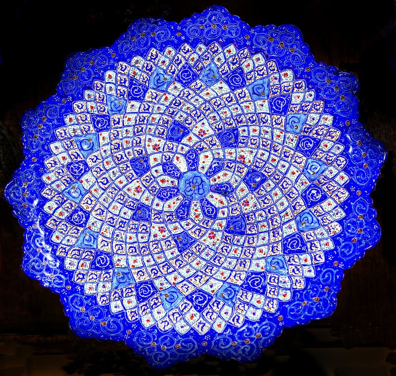 Ancient Arab Islamic Designs Blue Pottery Madaba Jordan Stock Photo ...