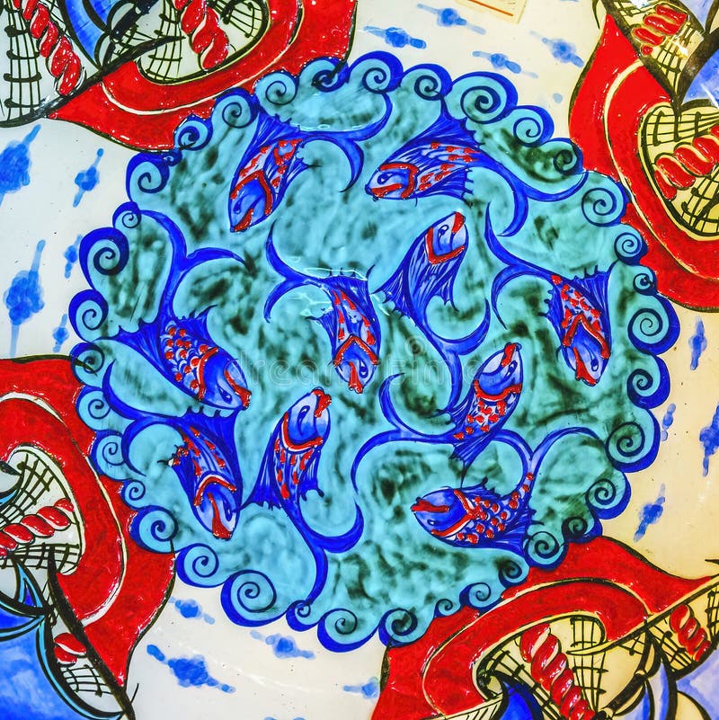 Ancient Arab Fish Designs Pottery Jordan Stock Photo - Image of pottery ...