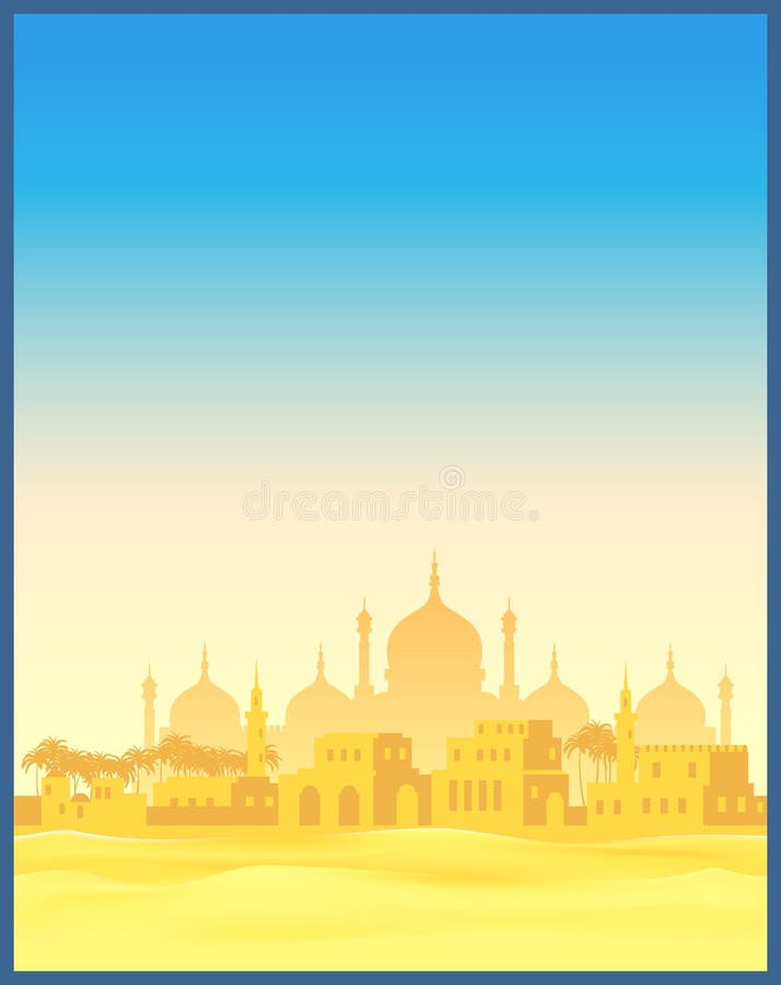Ancient Arab City Flat Color Vector Illustration Stock Vector ...