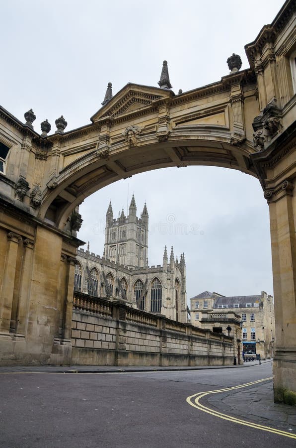 Ancient Arc and Bath Abbey, Bath, UK Stock Image - Image of landmarks ...