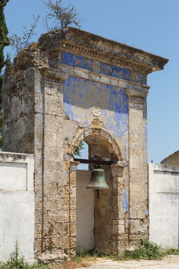 Ancient arch with a bell stock image. Image of gothic - 181803451