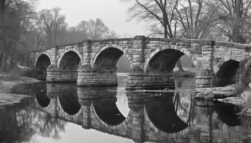 Ancient Arch Bridge Reflects Old Architecture in Tranquil Nature ...