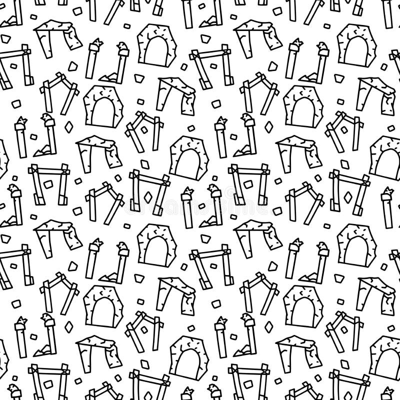 Ancient Arch Line Vector Doodle Simple Seamless Pattern Stock ...
