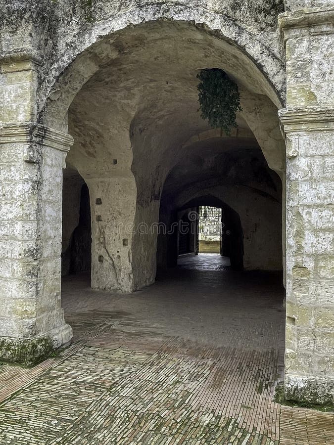 Ancient Arched Building with Stone Floors Stock Image - Image of ...
