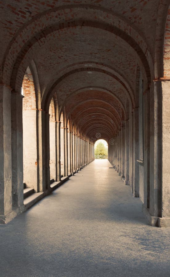 Ancient Arched Corridor Built in Brick Stock Photo - Image of ancient ...