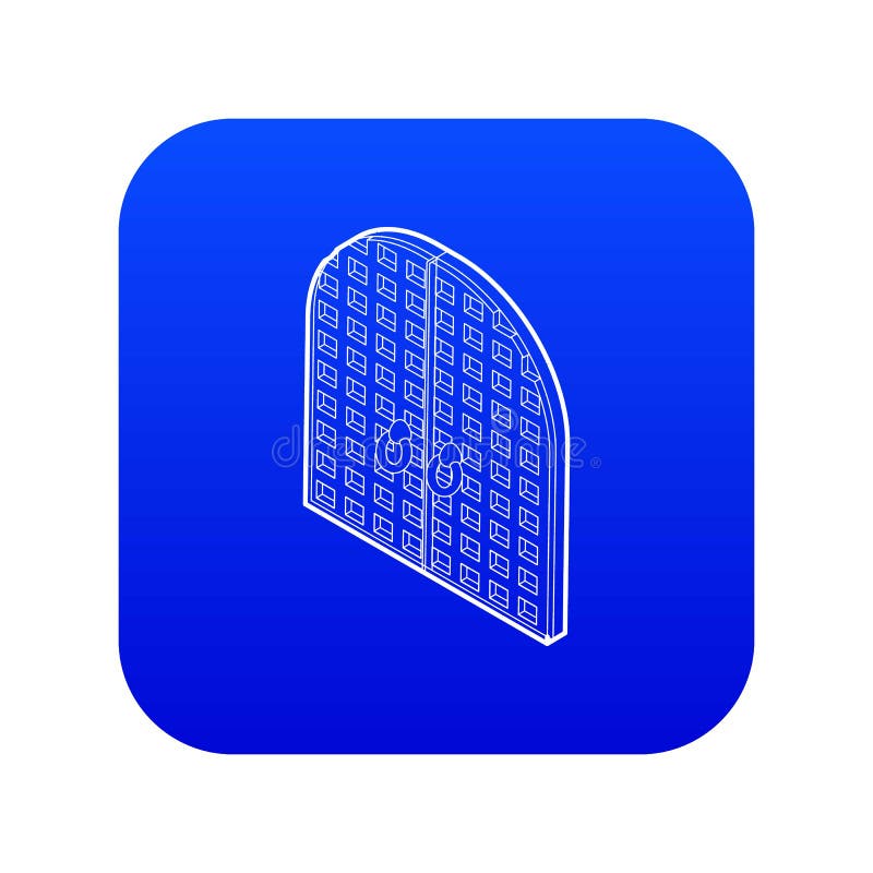 Ancient Arched Double Doors Icon Blue Vector Stock Vector ...