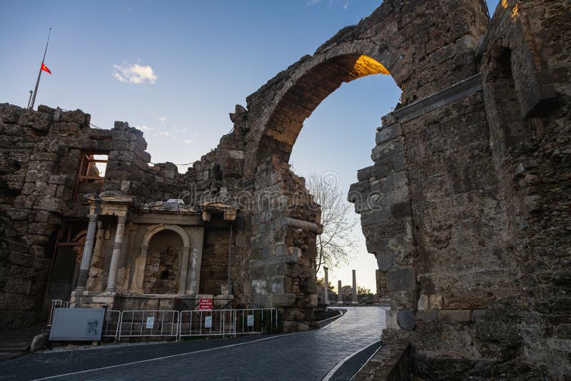 Ancient arched gate. editorial stock photo. Image of concept - 271080403