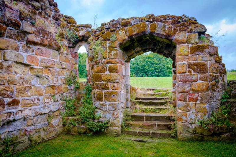 Gateway and Steps at an Old Ruined Castle. Stock Image - Image of steps ...