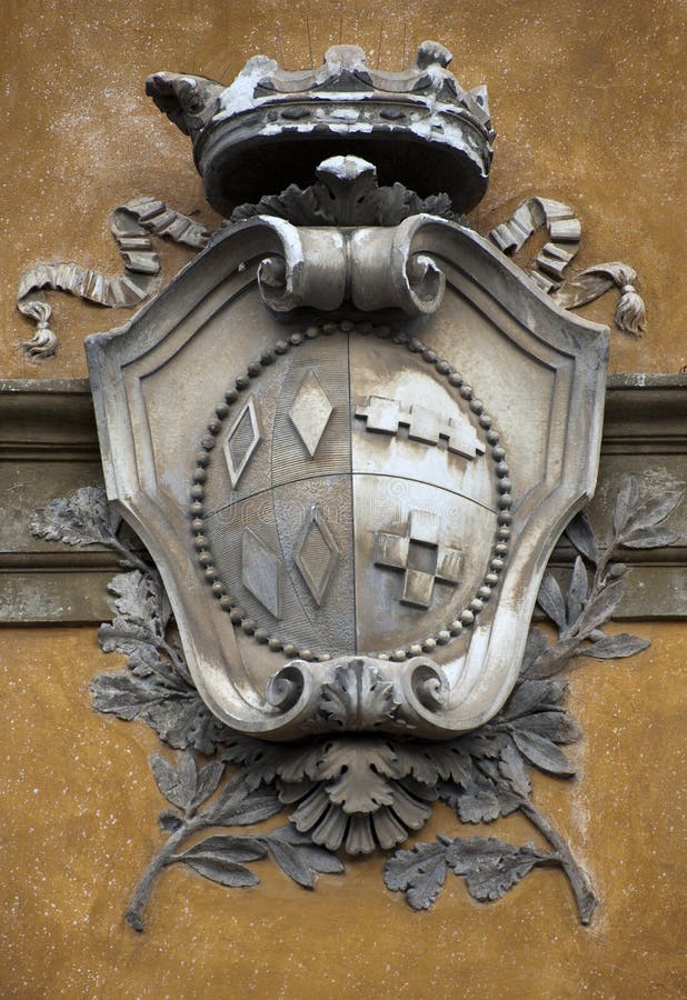 Ancient Architectural Element. Shield. Stock Photo - Image of ...