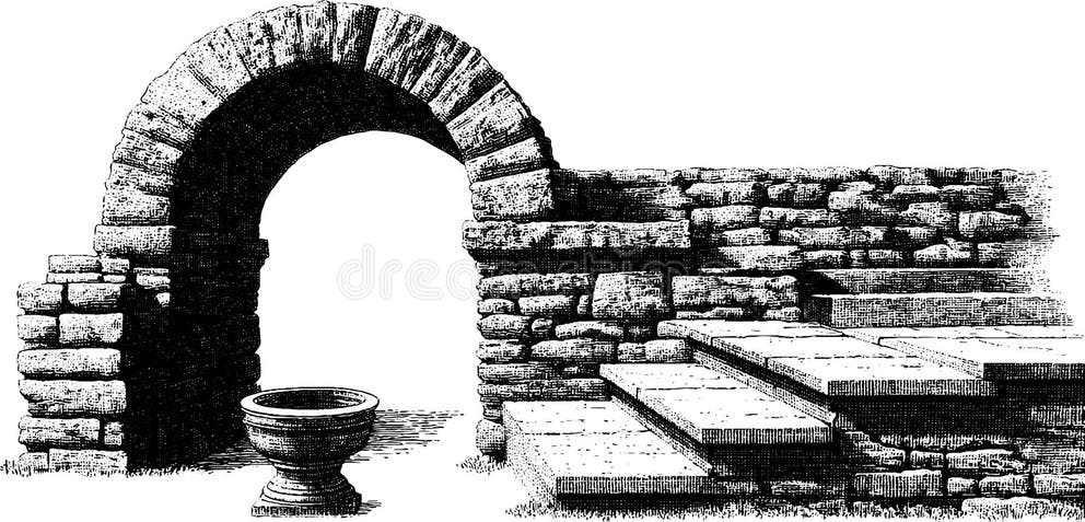 Ancient Architectural Elements with Engraved Stone Arch and Steps ...