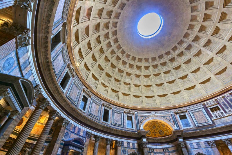 Ancient Architectural Masterpiece of Pantheon in Roma, Italy. Panorama ...