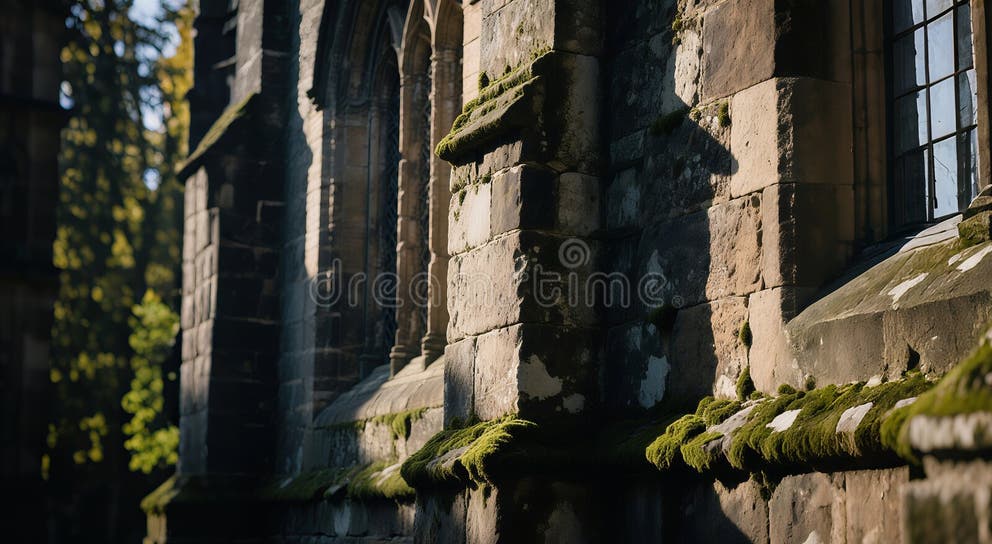 Ancient Architectural Stone Walls with Mottled Light and Shadow Stock ...