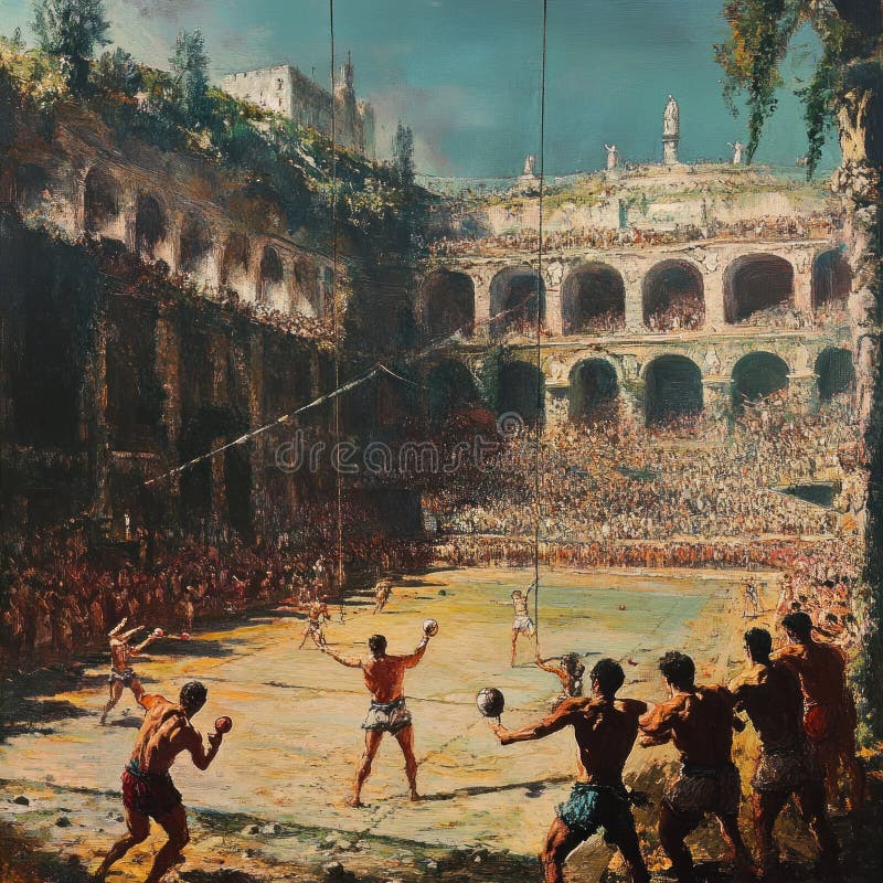 Ancient arena game stock illustration. Illustration of action - 392817584