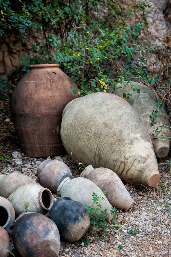 Ancient Armenian Wine Jugs Used for Traditional Fermentation Stock ...