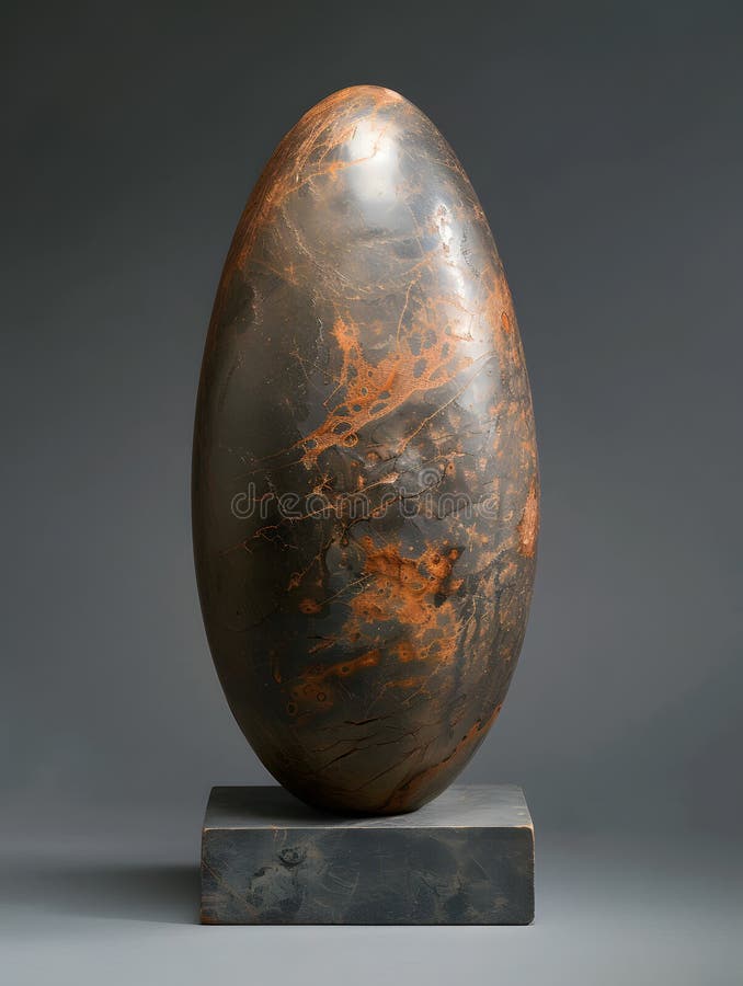 A Stone Egg Rests on a Gray Surface in a Still Life Photography ...
