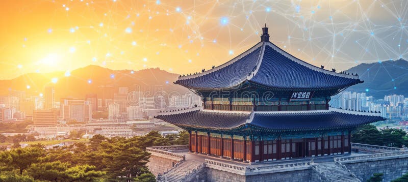 Ancient Asian Palace Merging with Digital Network Technology Cultural ...