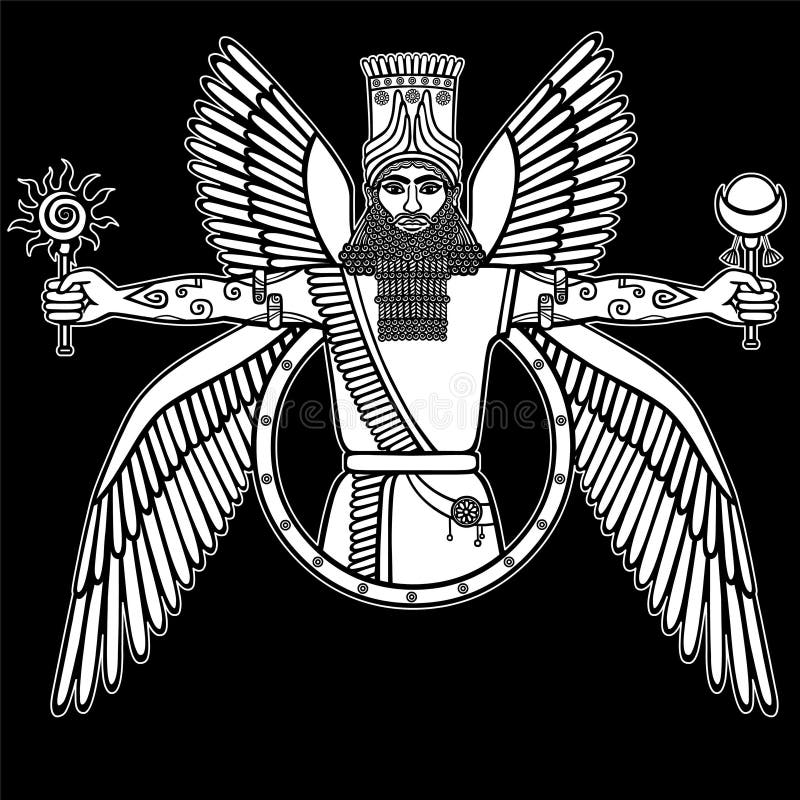 Ancient Assyrian Winged Deity. Character of Sumerian Mythology Stock ...