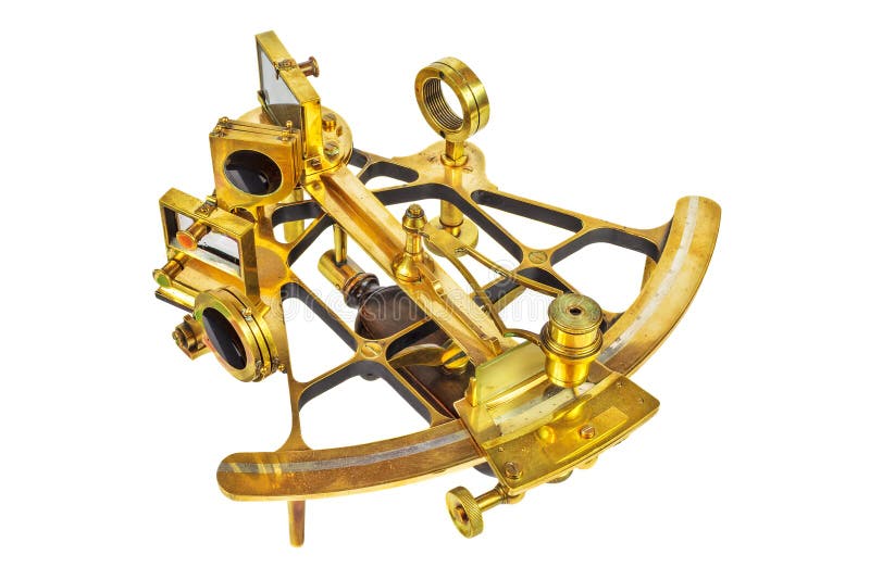 Ancient Maritime Sextant Isolated on White Stock Image - Image of ...